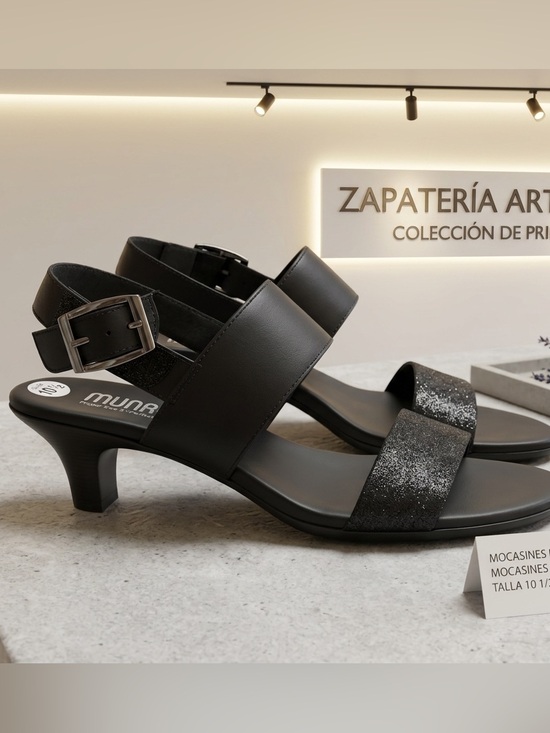 Munro | Shoes | Munro Black Glitter Strap Sandals | Poshmark